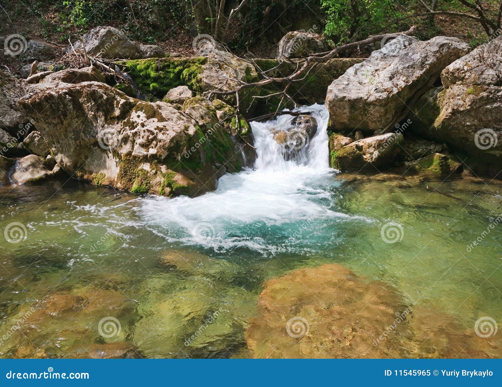 Cascades on mountain river stock image. Image of spring - 11545965