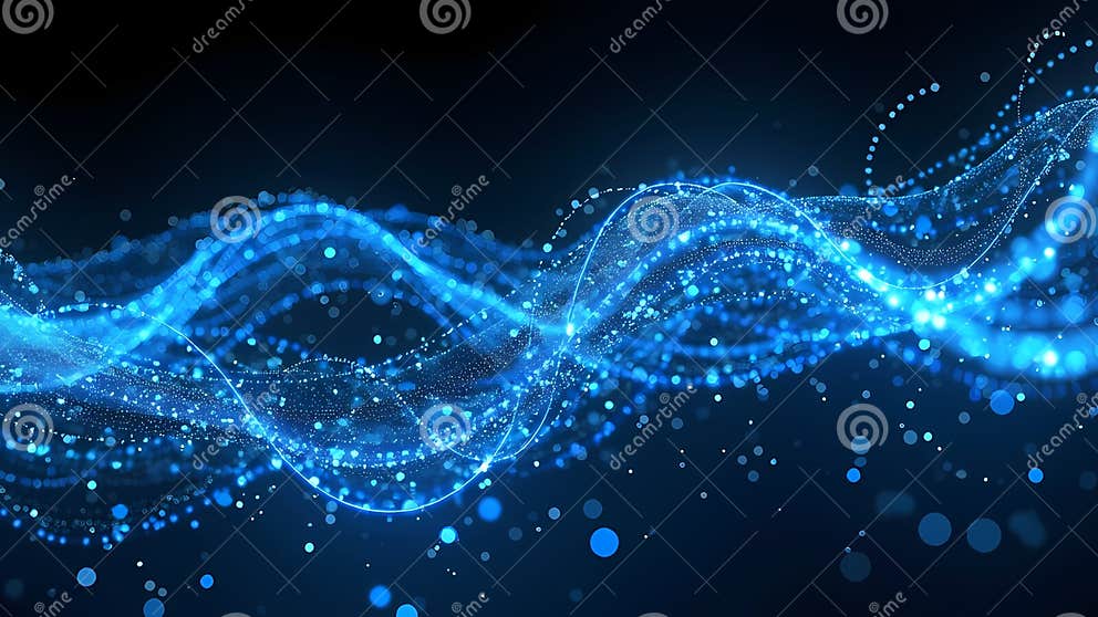 Cascading Blue Light Trails Creating Digital River Energy Void Stock ...