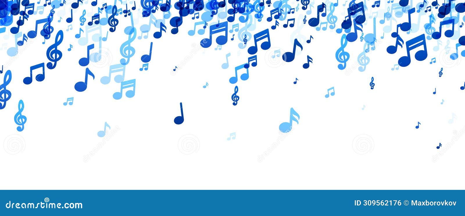 Cascading Blue Music Notes stock vector. Illustration of modern - 309562176