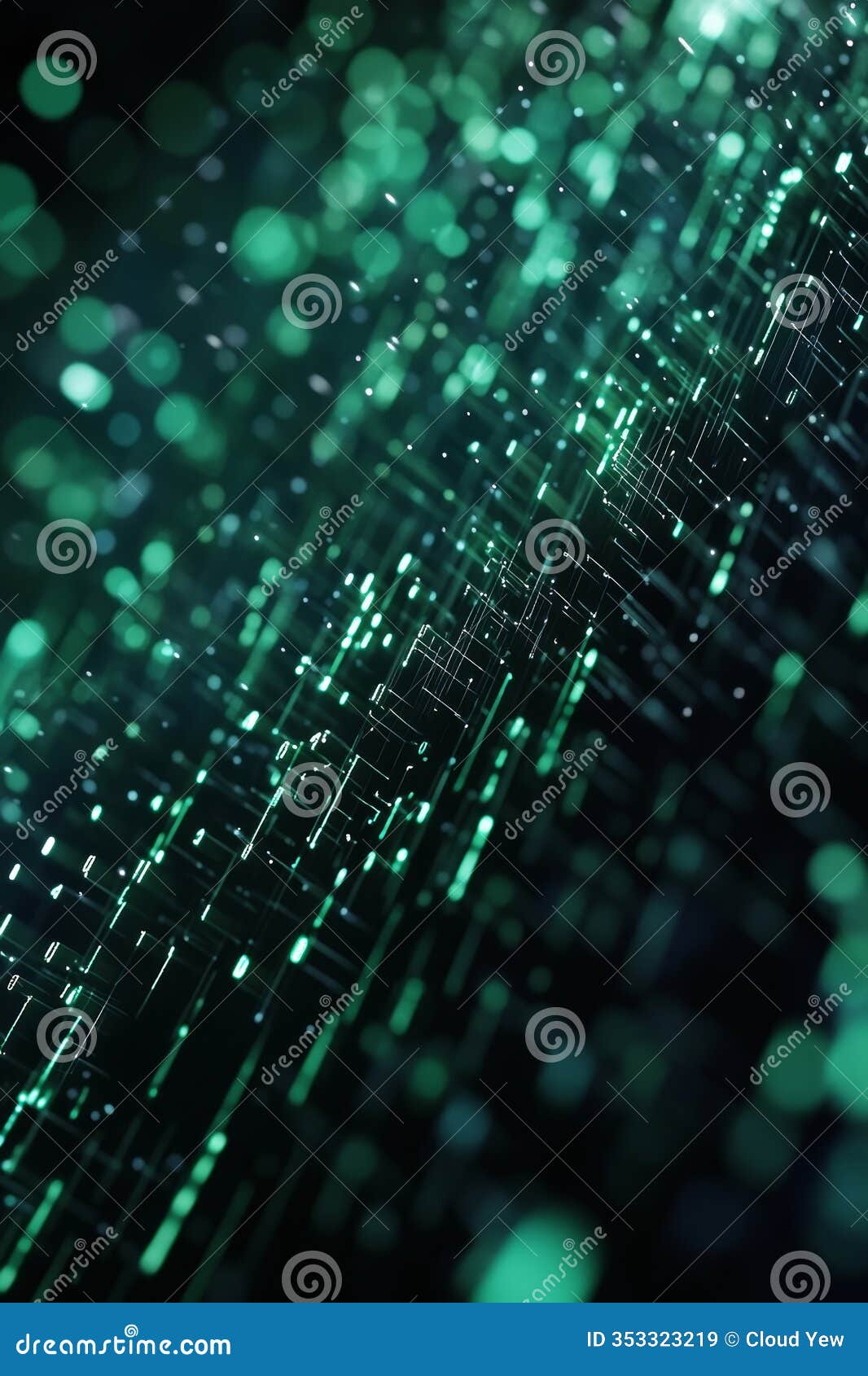 Cascading Green Background with Matrix Style Elements and Dark Modern ...