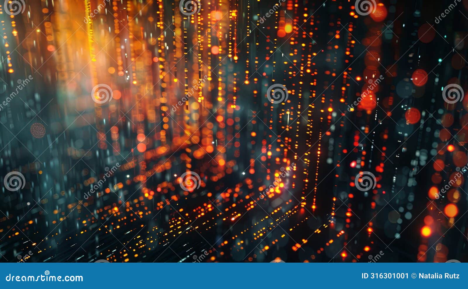 Cascading Neon Digital Encryption Codes Against a Black Backdrop Stock ...