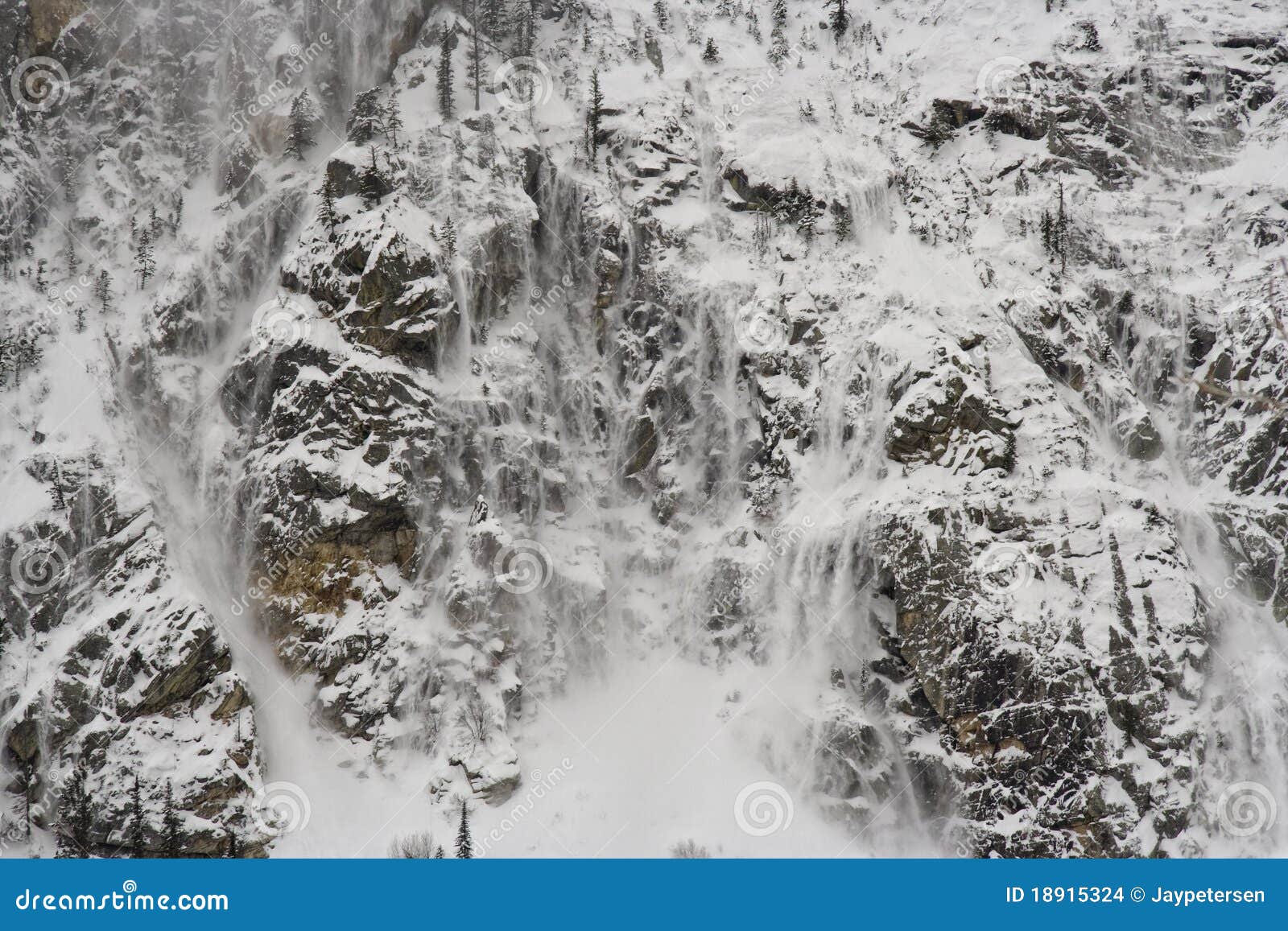 Cascading snow river stock photo. Image of winter, white - 18915324