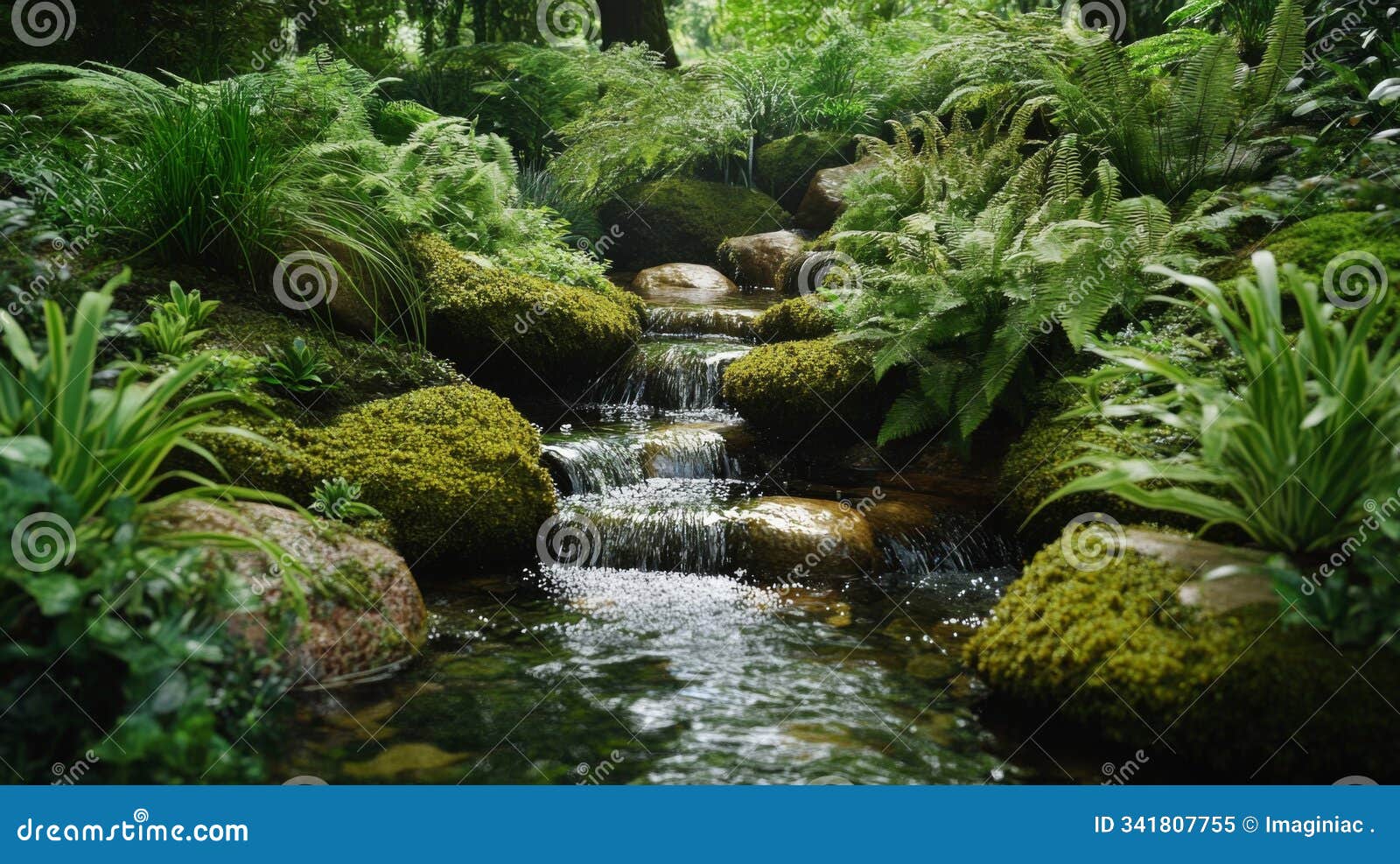 Lush Moss-covered Pathway With Pink Flowers Royalty-Free Stock ...