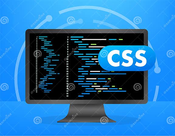 Computer Screen Showing Css Code Programming Web Development Stock Illustration - Illustration ...