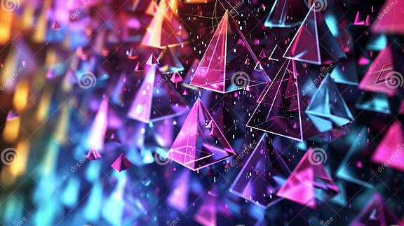 Cascading Triangles of Different Sizes and Colors Creating a Dynamic ...