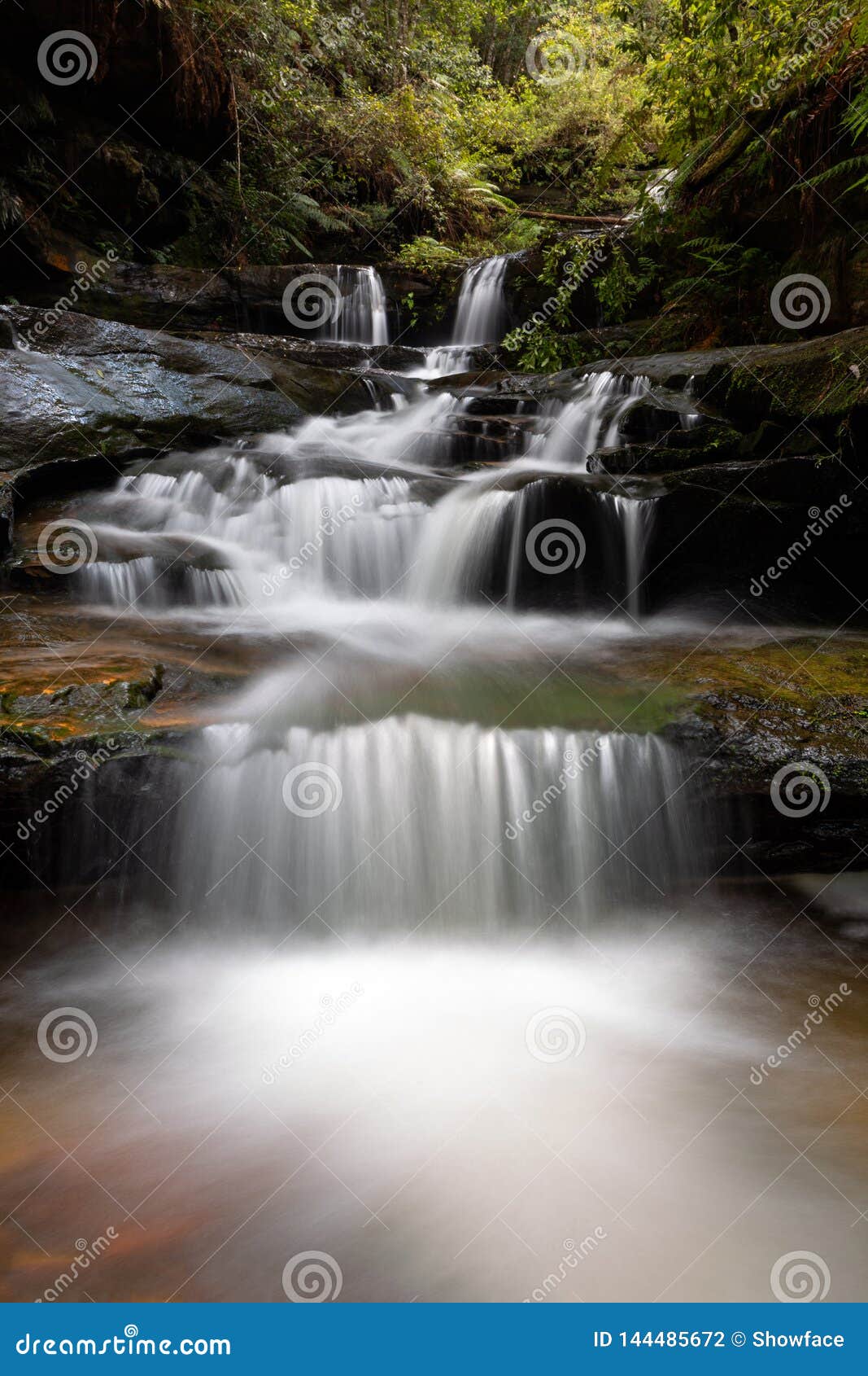 Cascading Water through Gully into Little Rock Pool Stock Photo - Image ...