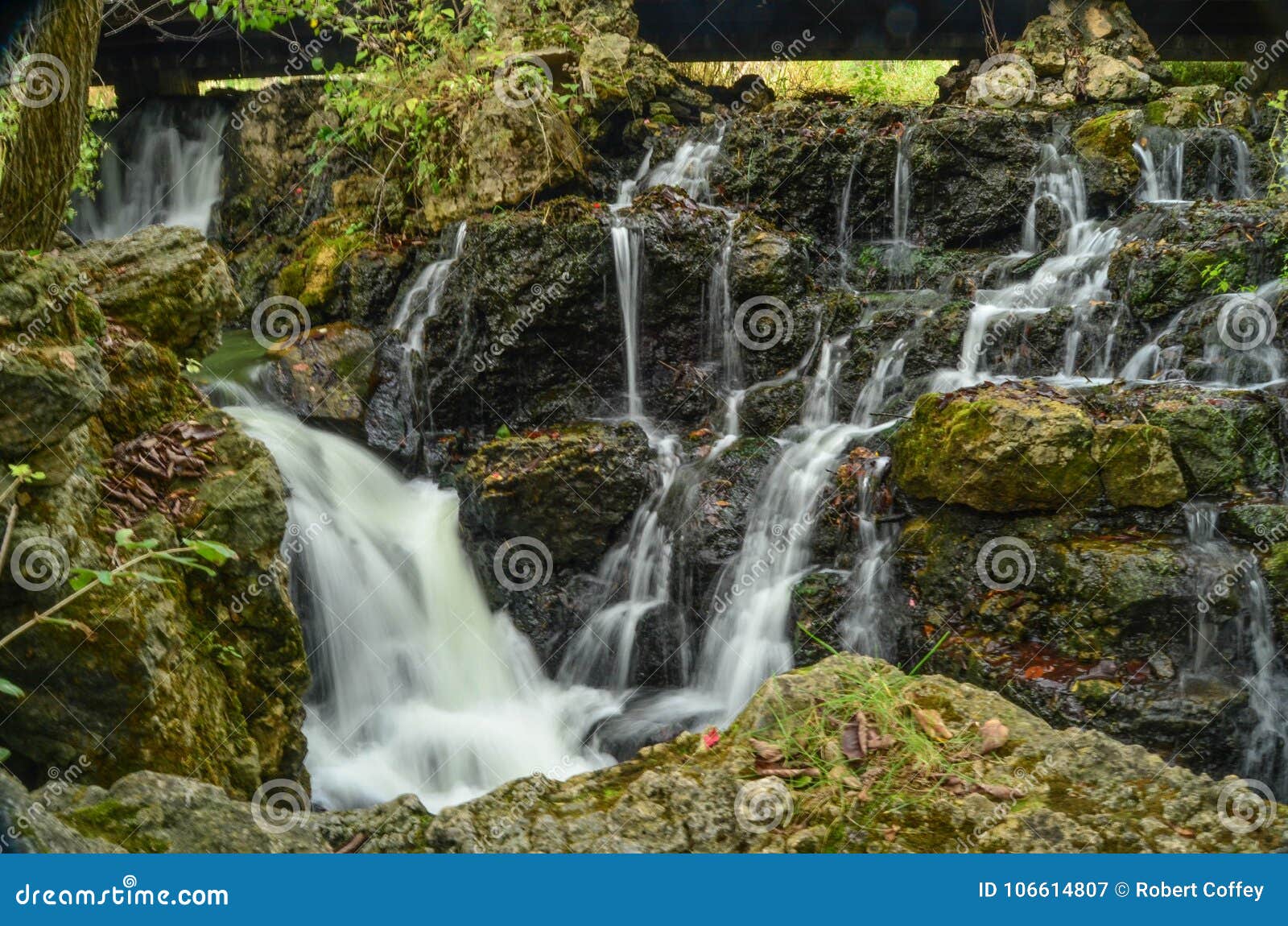 Cascading Water in a Rocky Stream Stock Image - Image of moss, stream ...