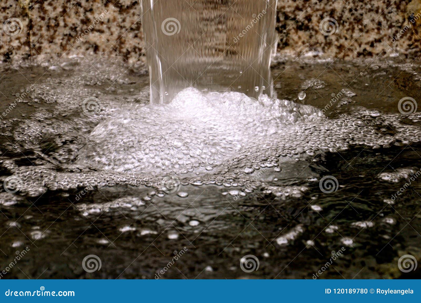 Cascading Water with Splashes and Bubbles Stock Photo - Image of ...