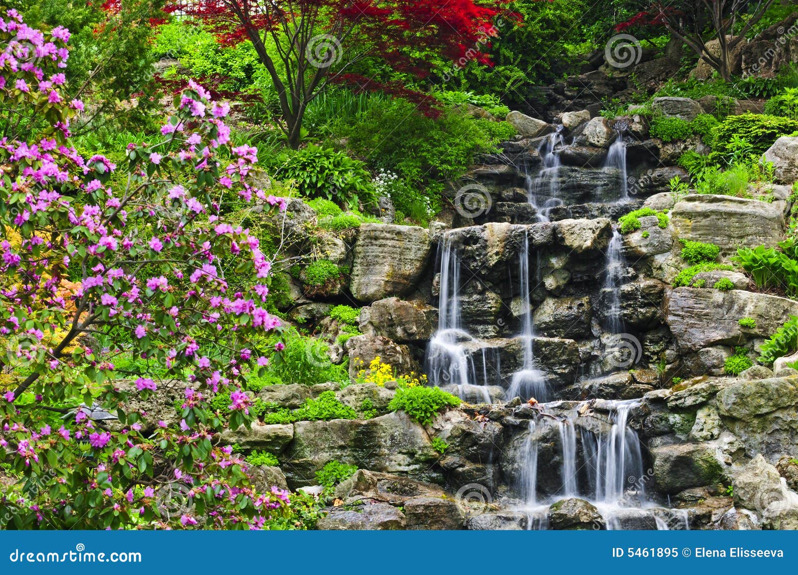 Cascading waterfall stock image. Image of garden, cascading - 5461895