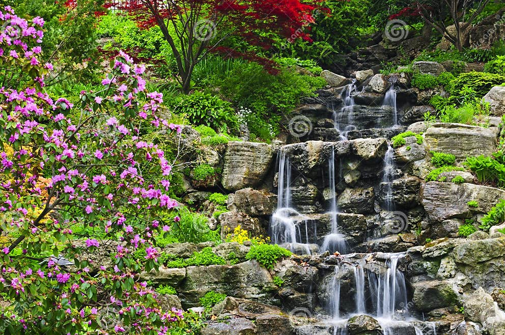 Cascading waterfall stock image. Image of garden, cascading - 5461895
