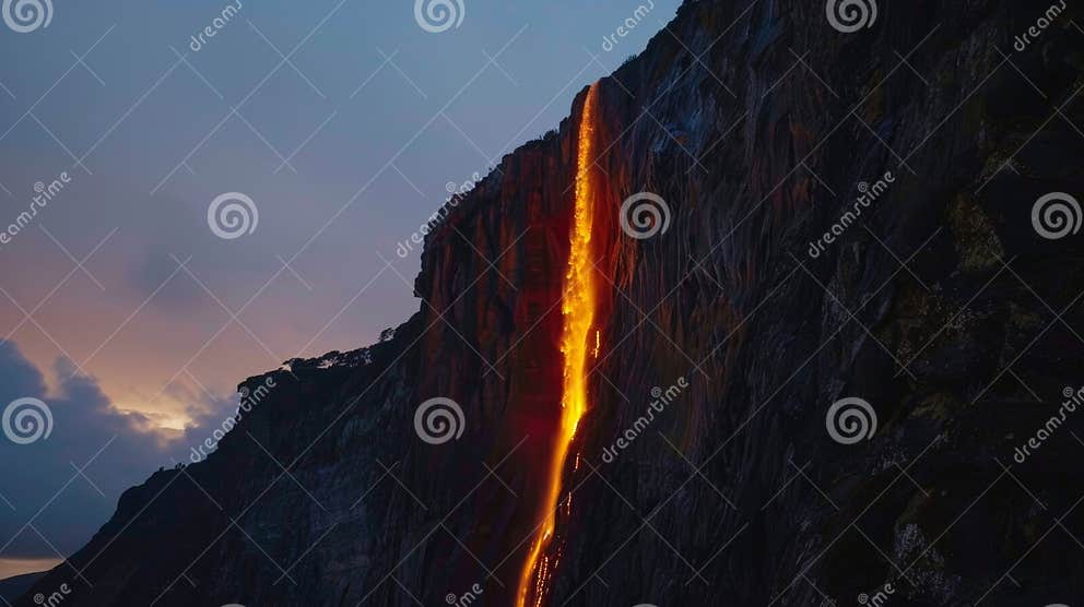 A Cascading Waterfall Alive with the Colors of Fire a Mustsee ...