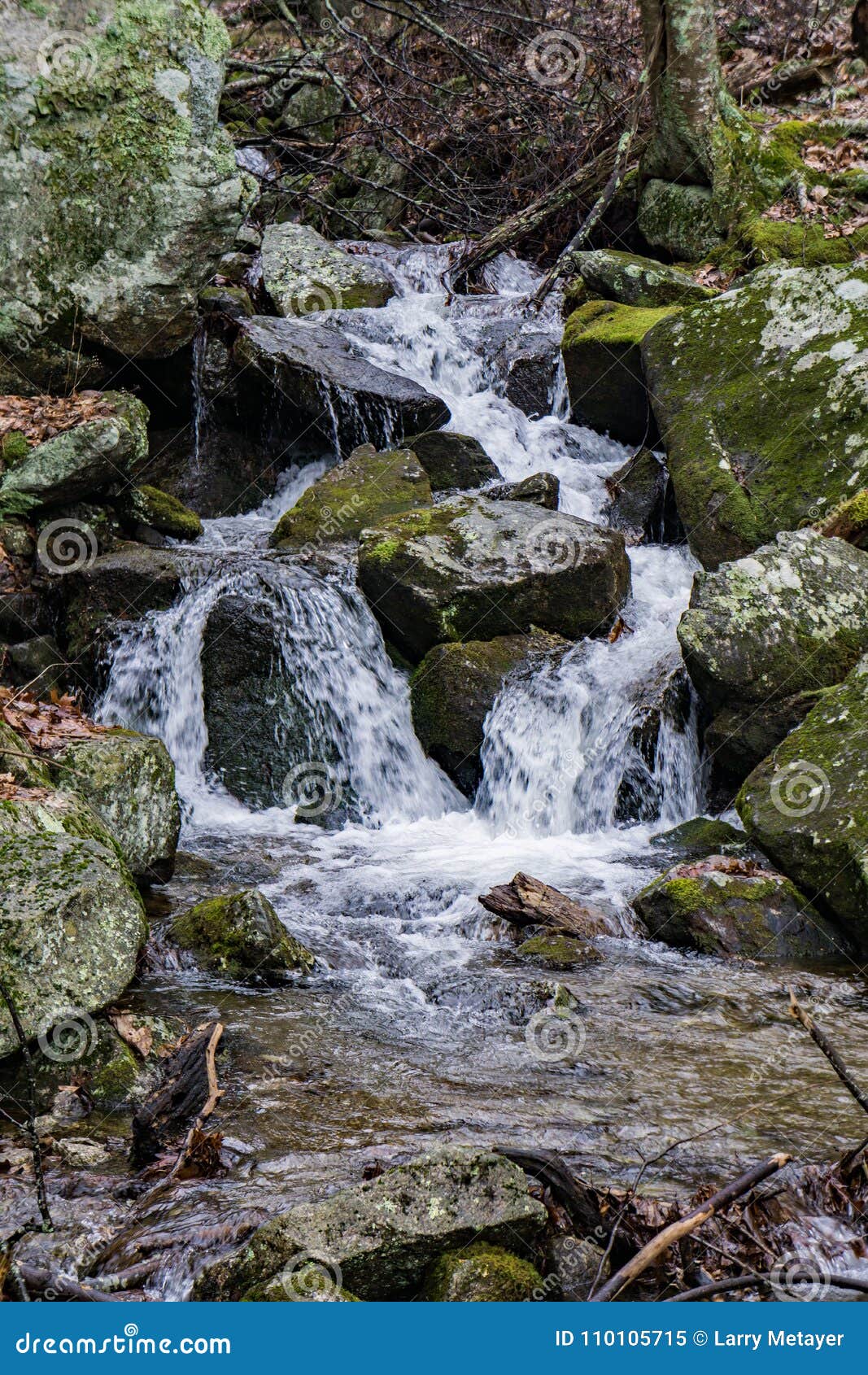 Cascading Waterfall in the Blue Ridge Mountains Stock Image - Image of ...