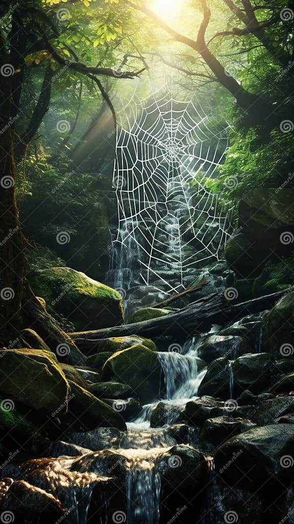 A Cascading Waterfall Intertwined with the Intricate Pattern of a ...