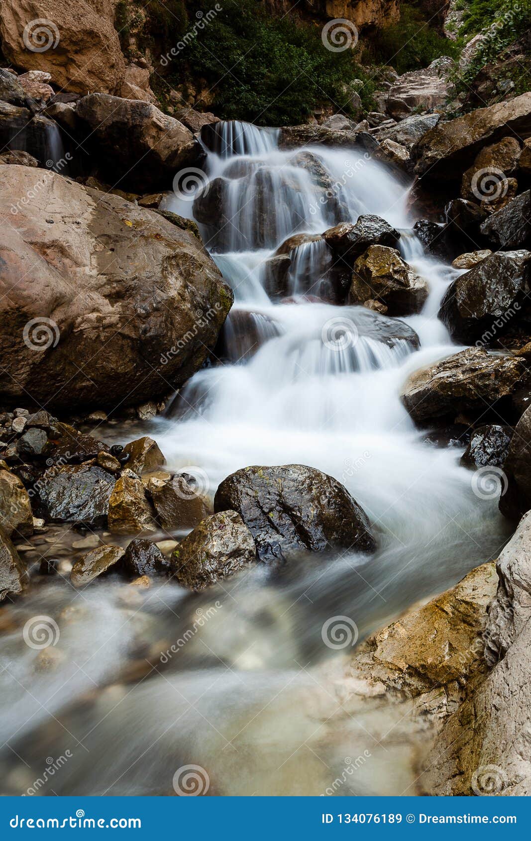 Cascading Waterfall Slow Shutter Stock Image - Image of nature, asia ...