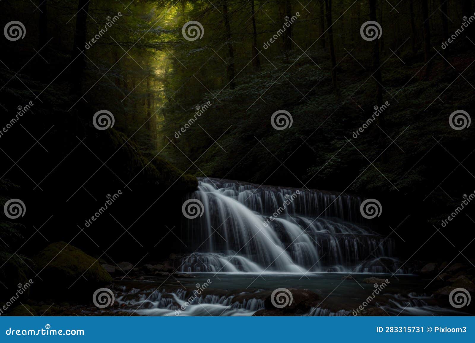 A Cascading Waterfall of Starlight in an Enchanted Forest Stock ...