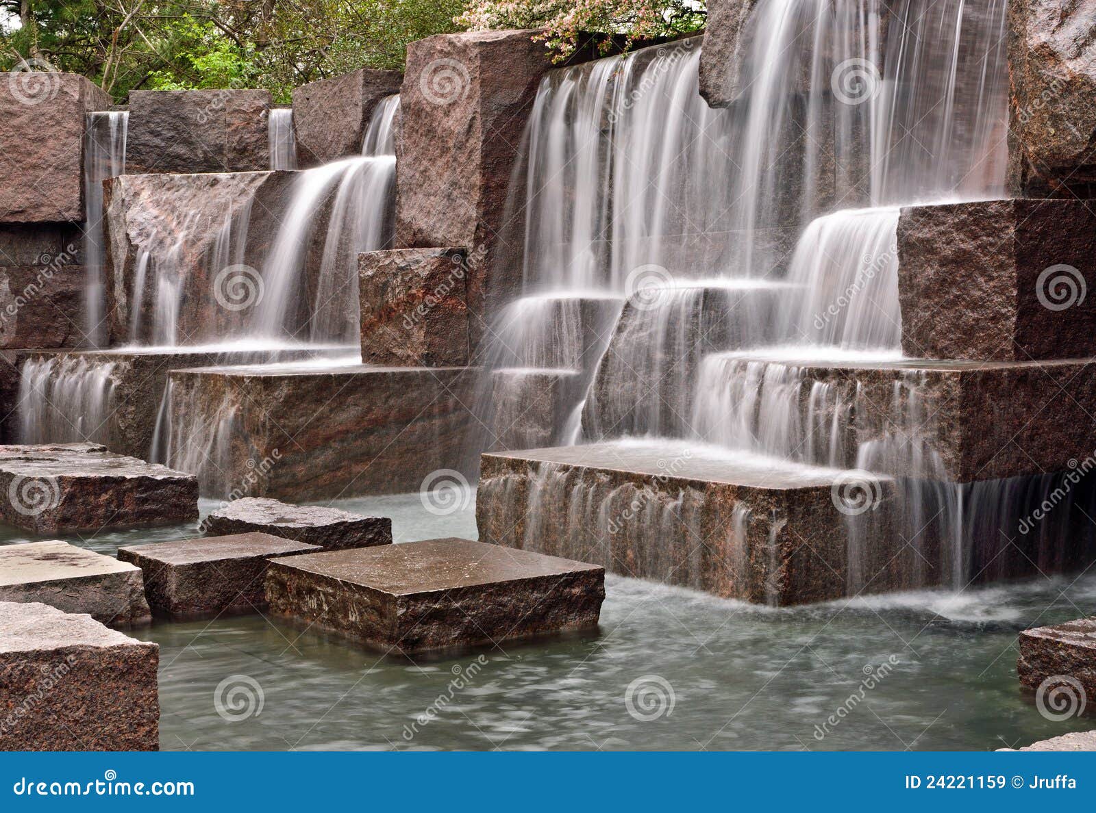 Cascading Waterfalls at FDR Memorial Stock Image - Image of cascading ...