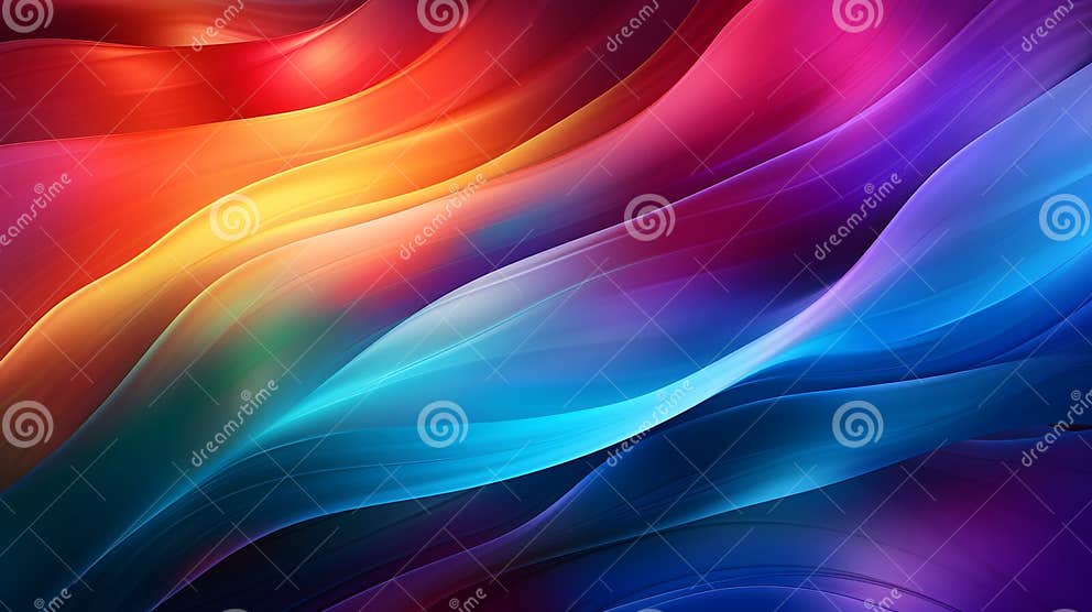 Cascading Waves of Light in a Spectrum of Colors Stock Illustration ...
