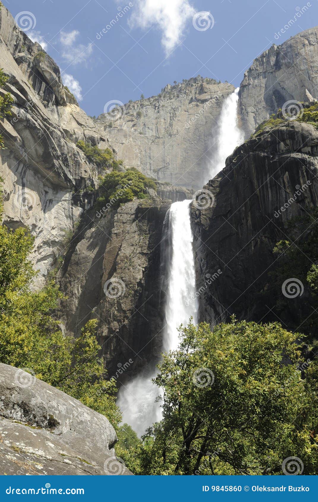Cascading Yosemite Falls in Spring Stock Photo - Image of environment ...