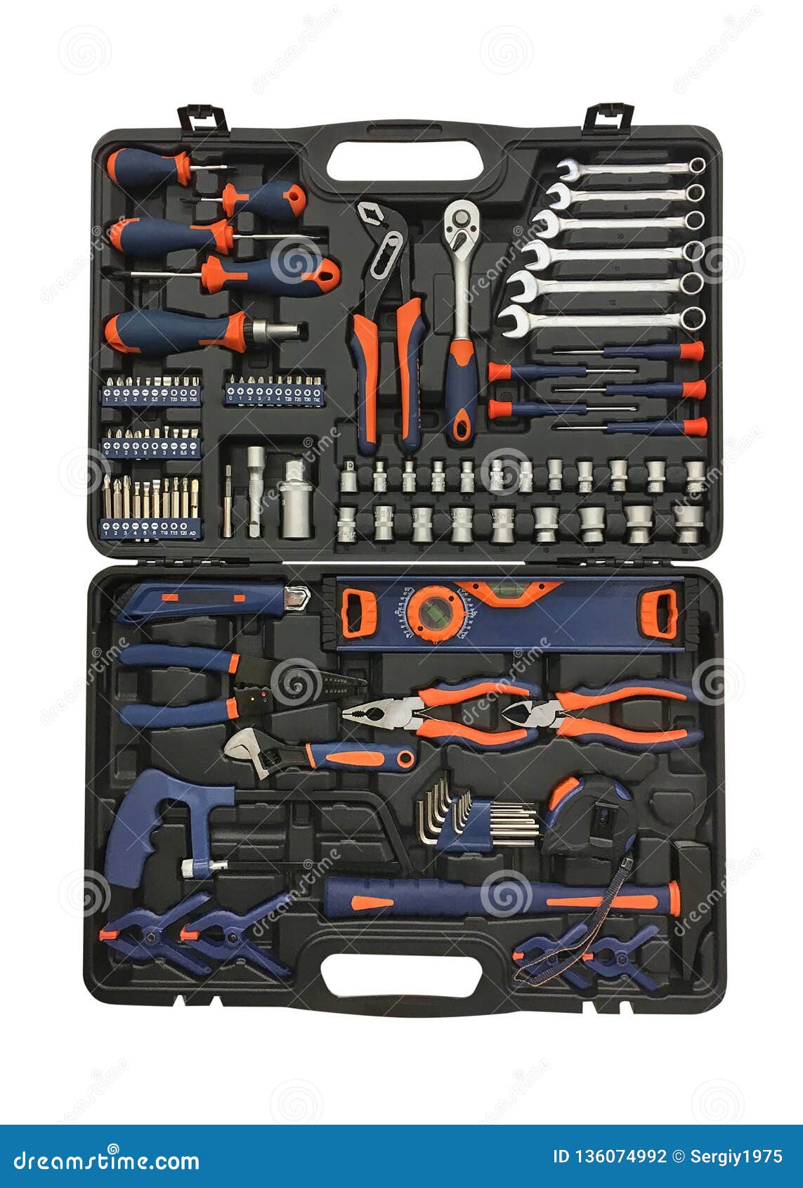 Case with Construction Tools Isolated on White Background Stock Photo ...