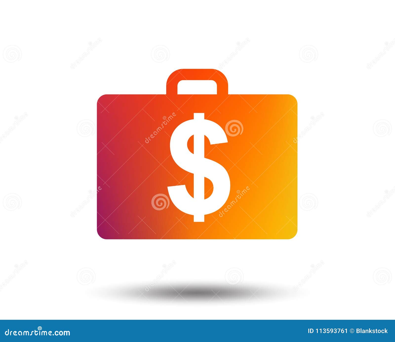 Case with Dollars USD Sign. Briefcase Button. Stock Vector ...