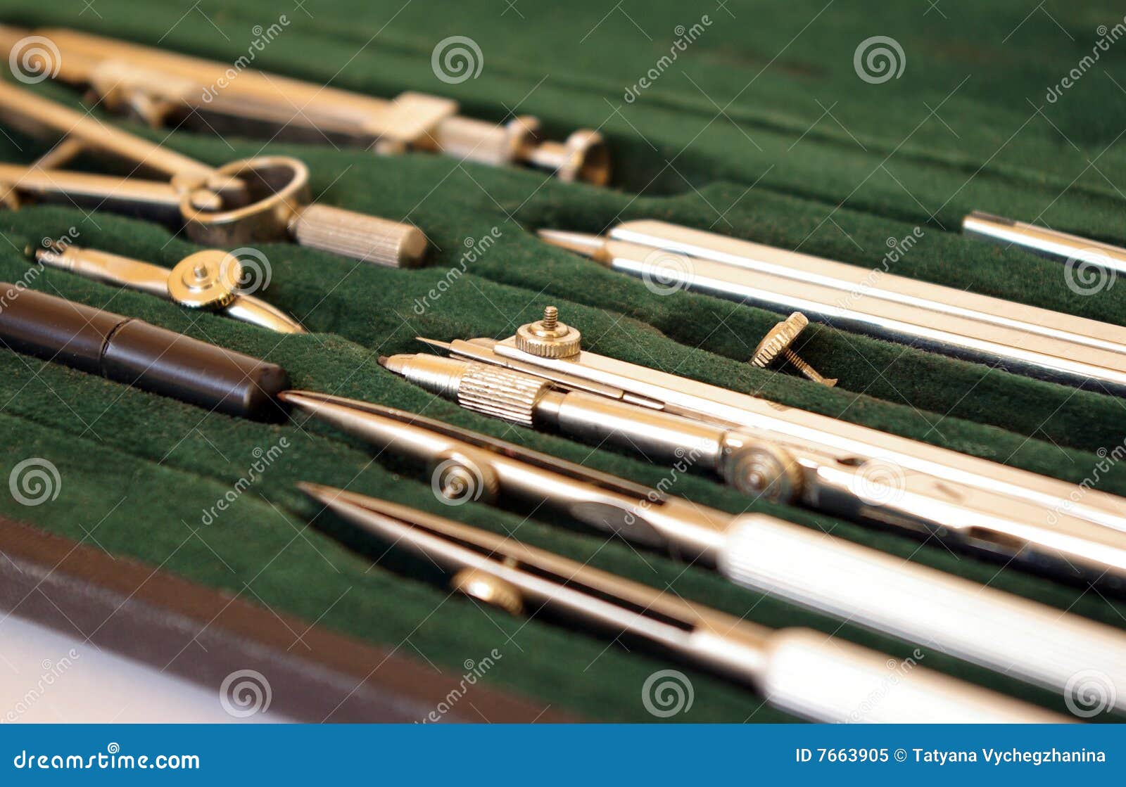 Case of Drawing Instruments Stock Image - Image of compass, steel: 7663905