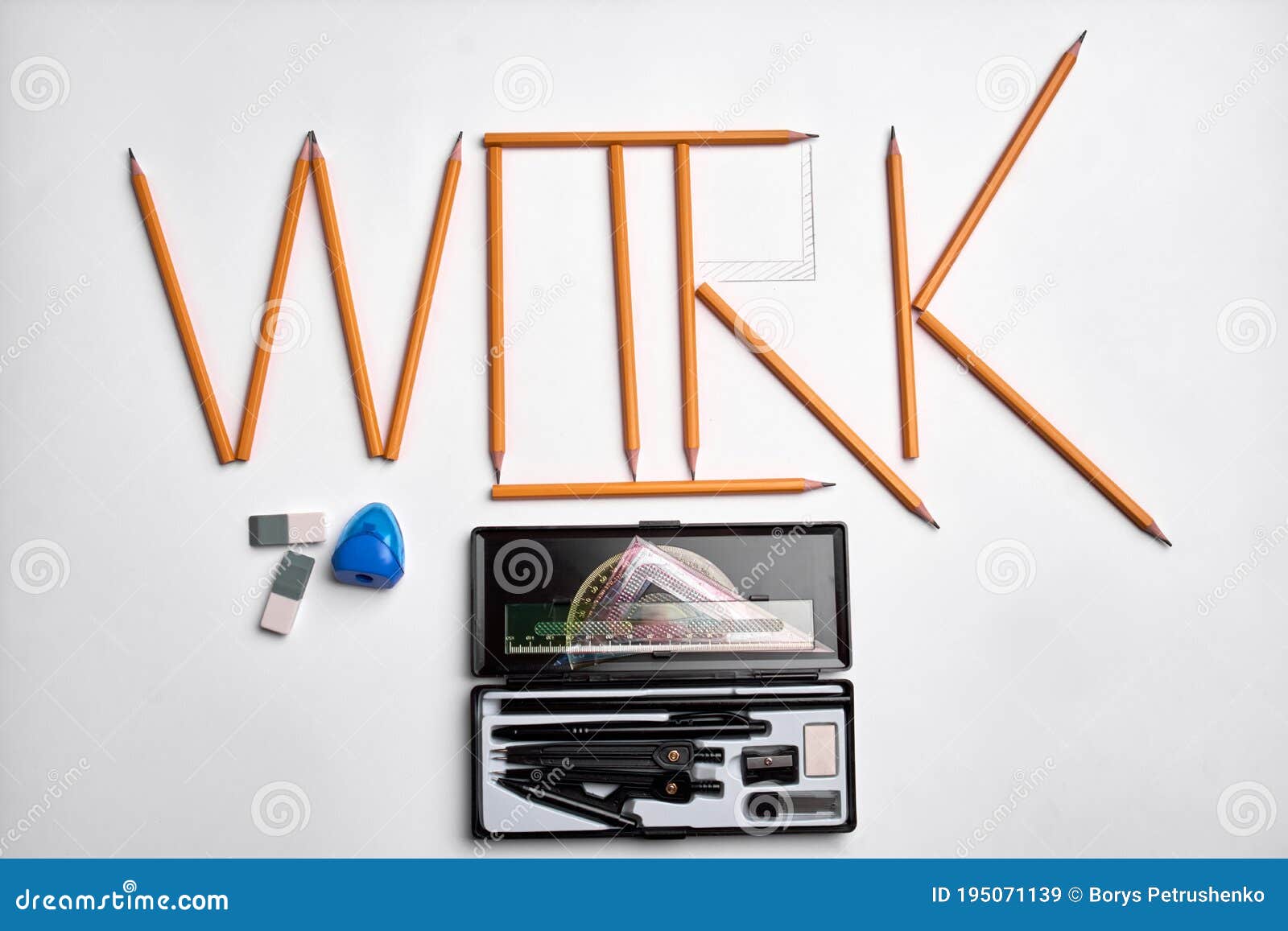 Case of Drawing Instruments Isolated on White Background. School Stock ...