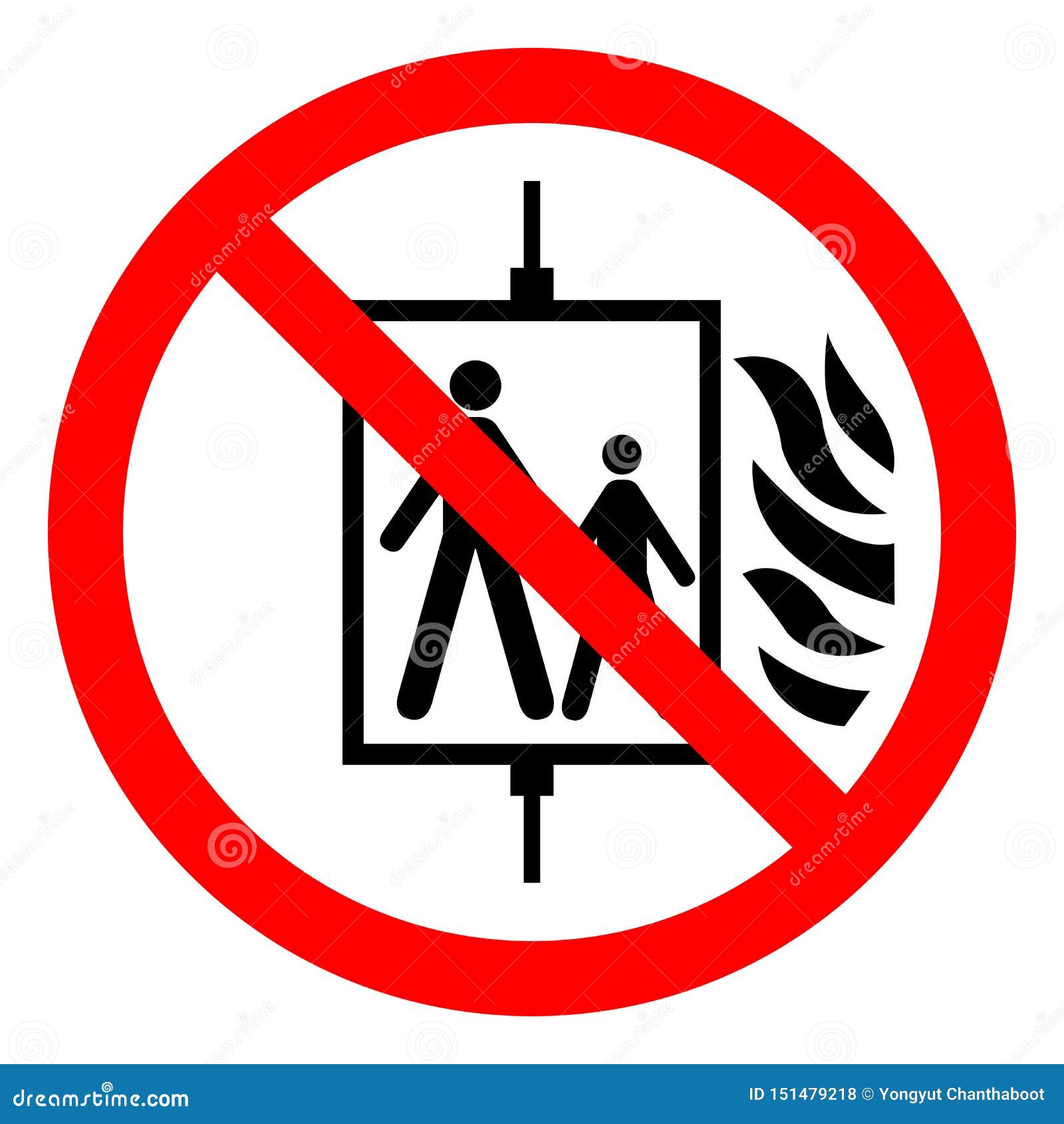 In Case of Fire Do Not Use Lift Symbol Sign, Vector Illustration ...