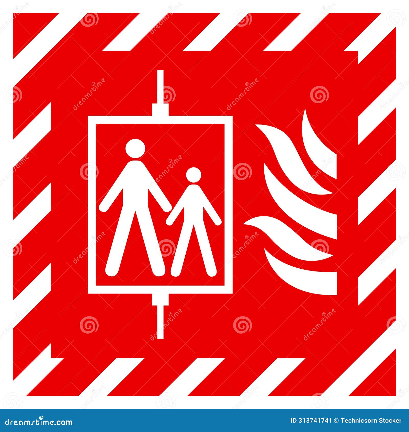 In Case of Fire Do Not Use Lift Symbol Sign, Vector Illustration ...