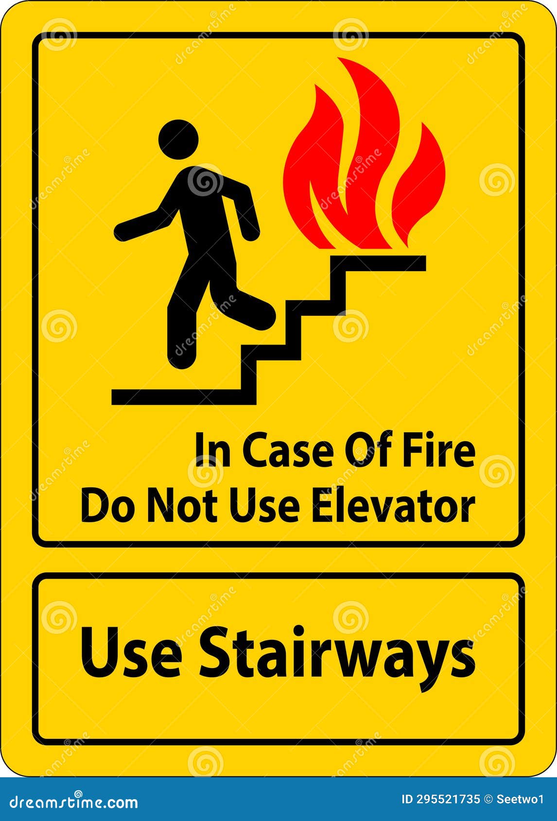 In Case of Fire Sign Do Not Use Elevator, Use Stairways Stock Vector ...
