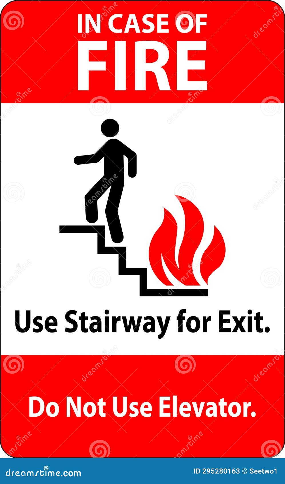 In Case of Fire Sign Use Stairway for Exit, Do Not Use Elevator Stock ...