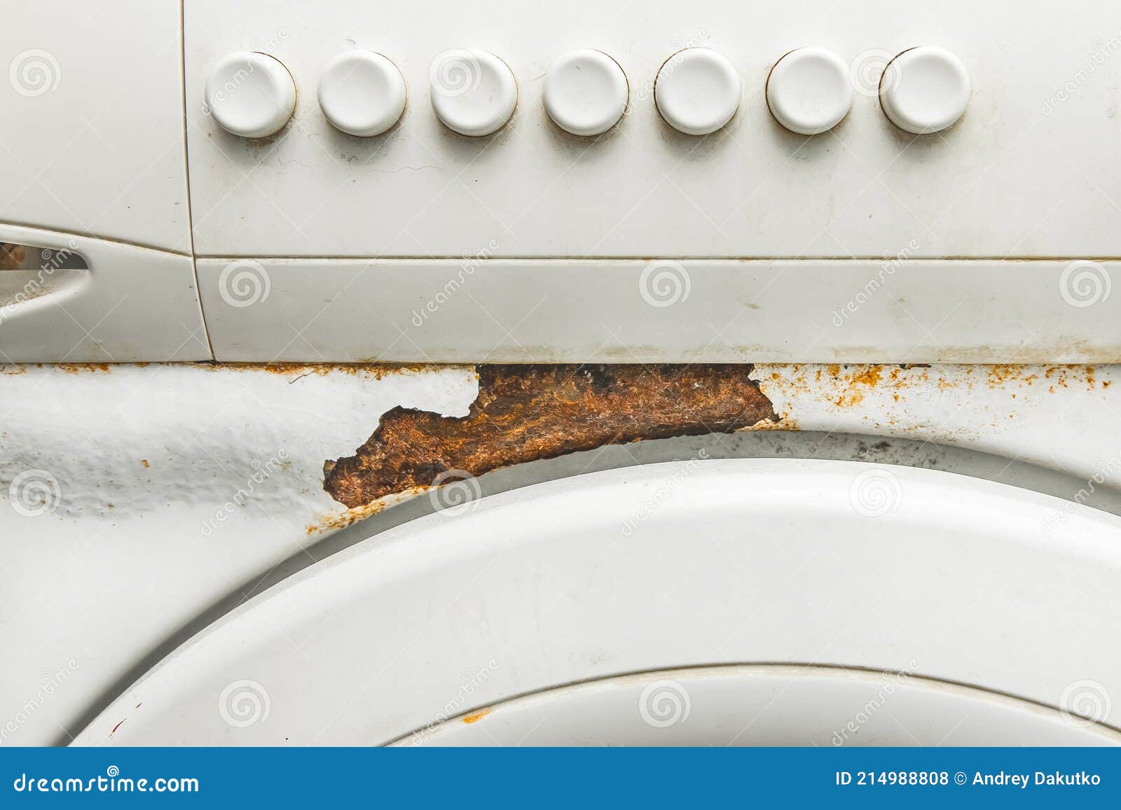 The Case or Front of an Old White Washing Machine Close-up with Traces ...
