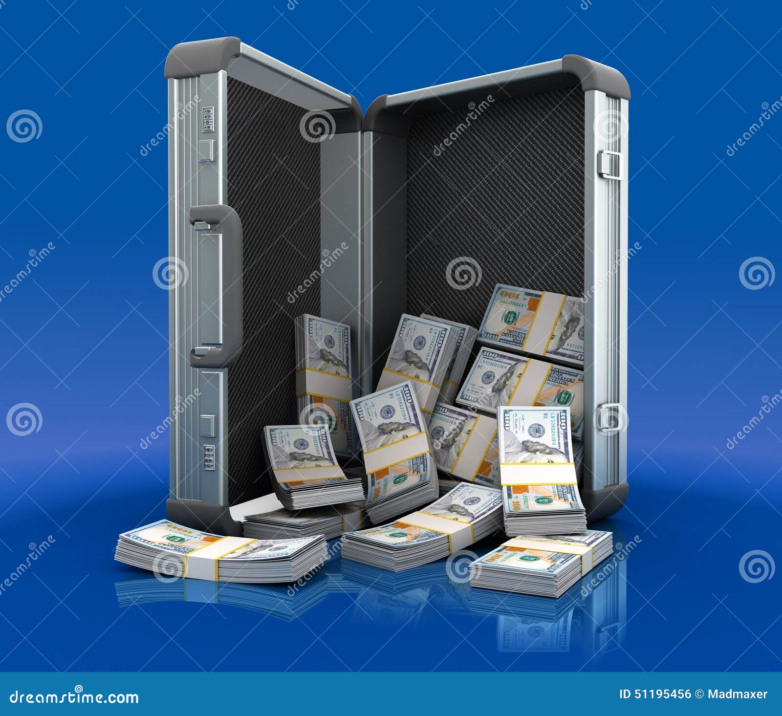 Case full of money stock illustration. Illustration of object - 51195456