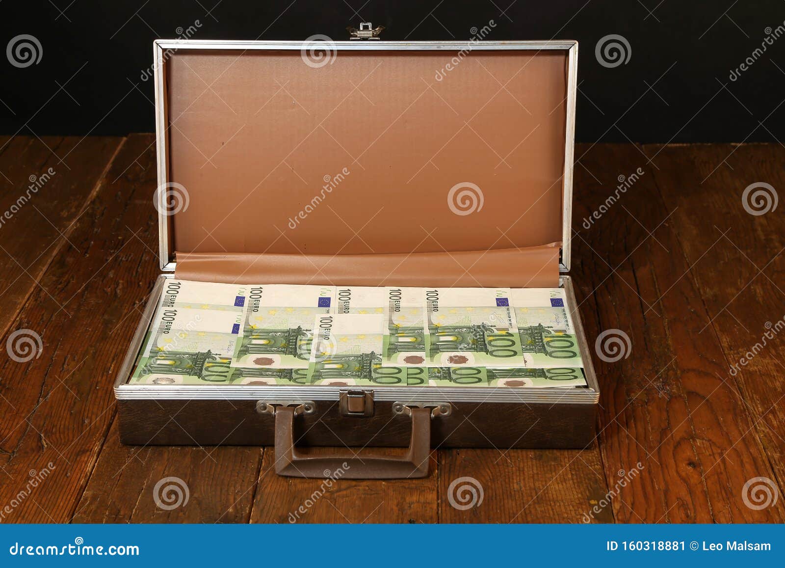 Case Full of Money Standing on the Table Stock Image - Image of ...