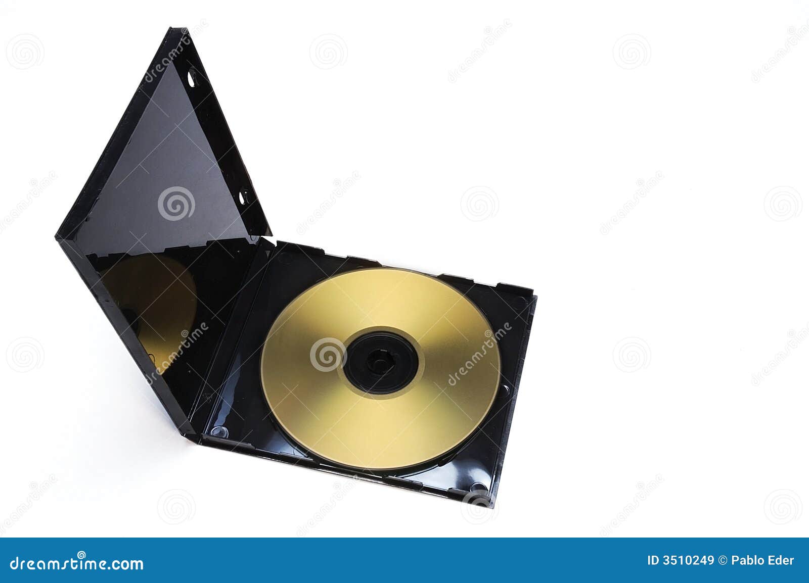 Case and golden disk stock image. Image of music, golden - 3510249