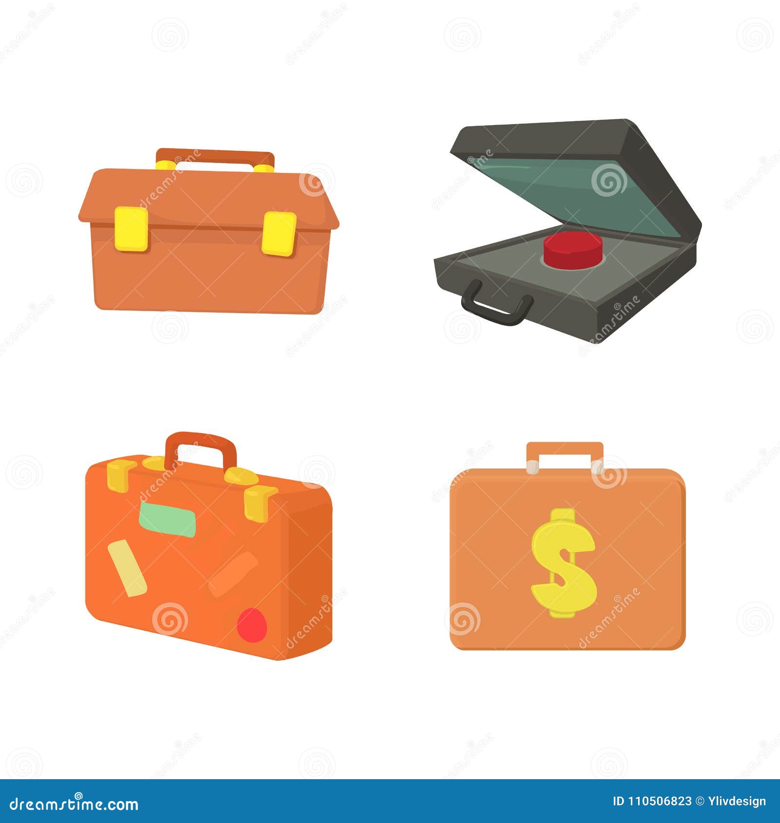 Case Icon Set, Cartoon Style Stock Vector - Illustration of object ...
