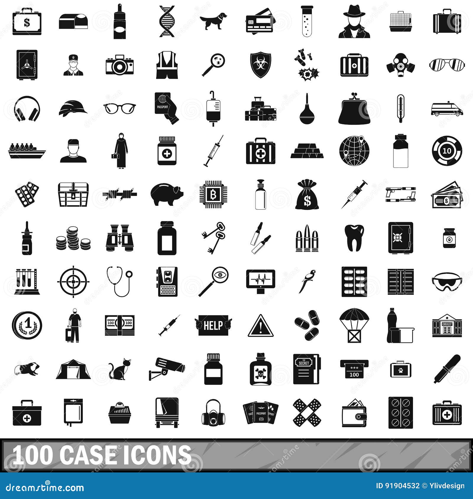 100 Case Icons Set, Simple Style Stock Vector - Illustration of icons ...