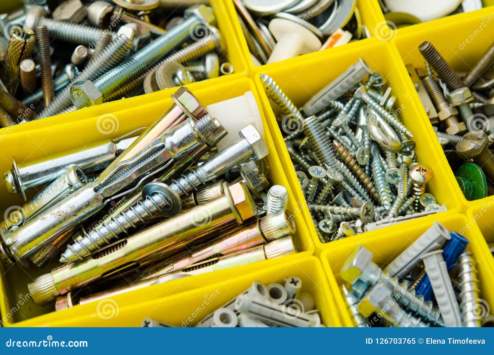 Case with Small Construction Objects. Set Metal Work Repair in B Stock ...