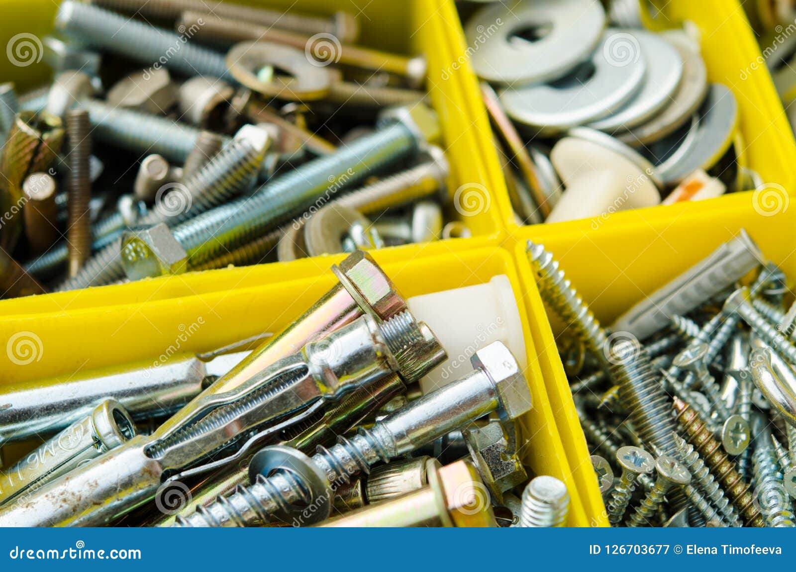 Case with Small Construction Objects. Set Metal Work Repair in B Stock ...