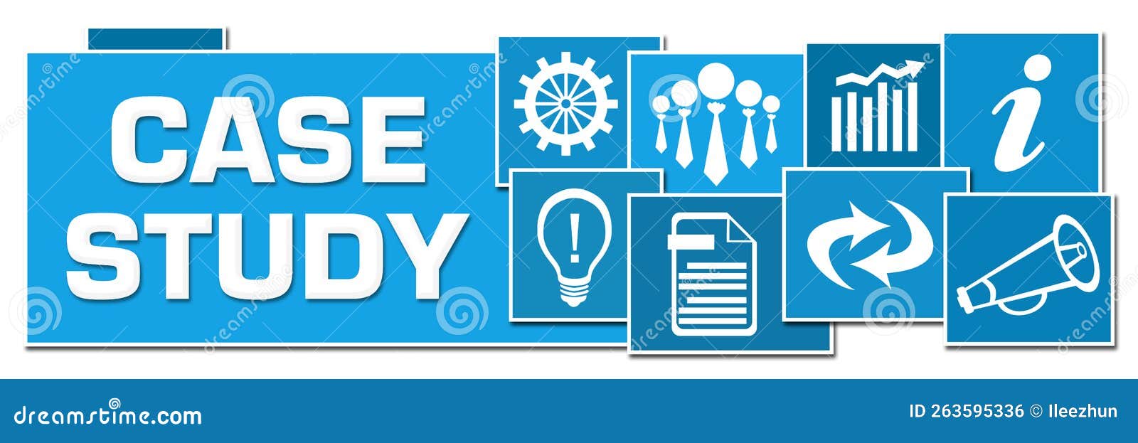 Case Study Blue Boxes with Business Symbols Stock Illustration ...