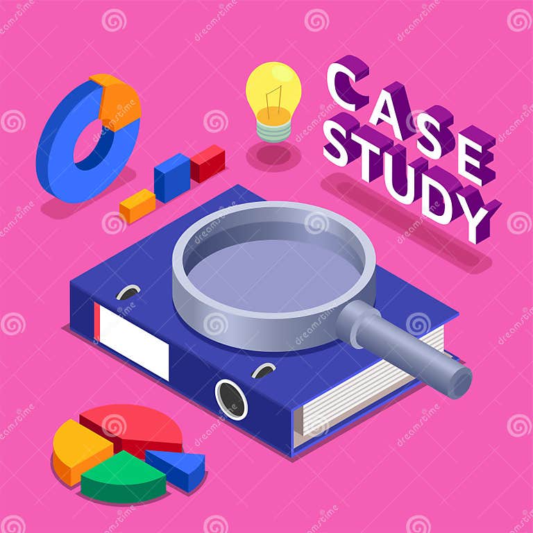 Case Study Composition in Isometric View Stock Illustration ...