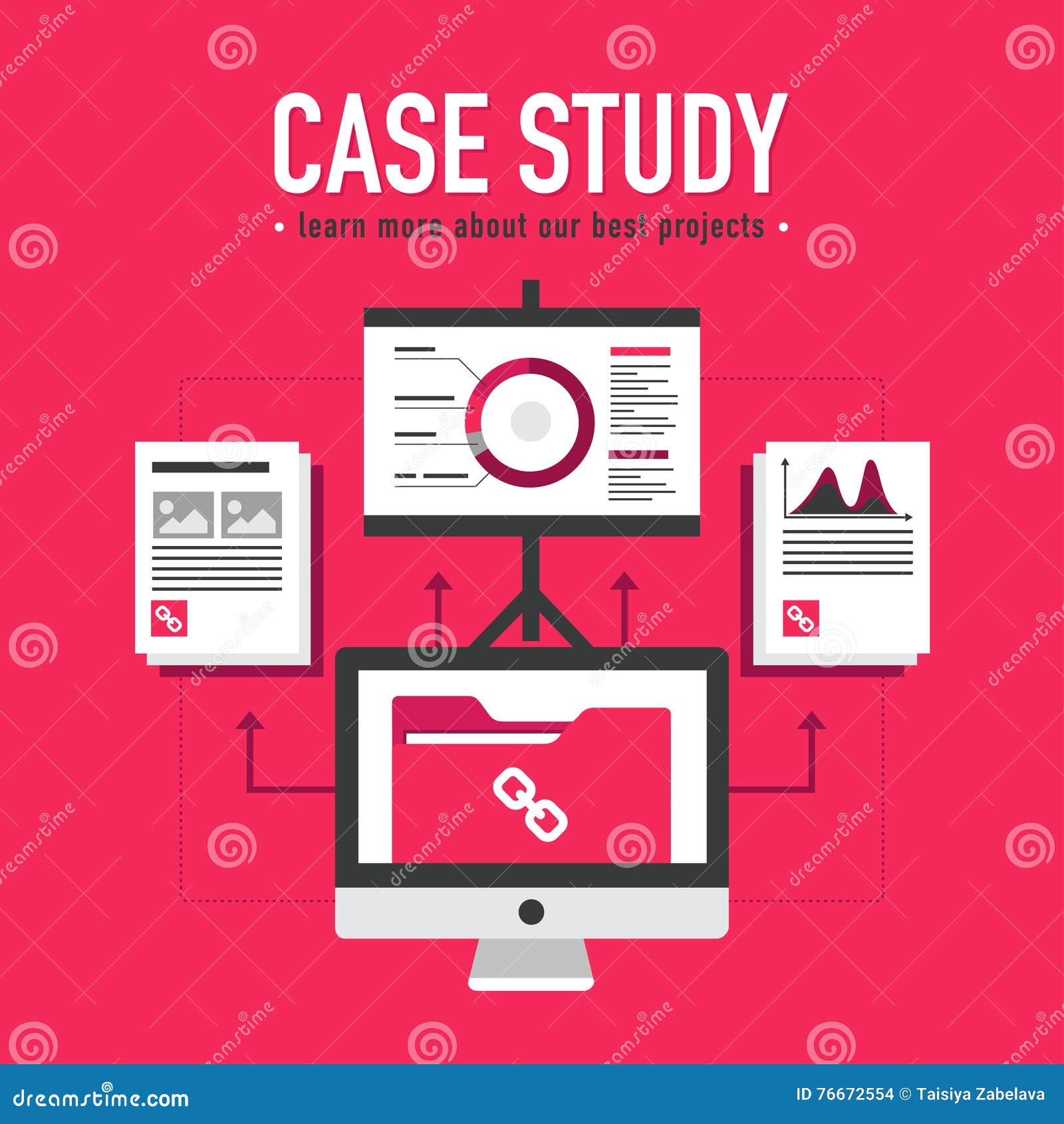 Case Study Flat Illustration Stock Vector - Illustration of portfolio ...