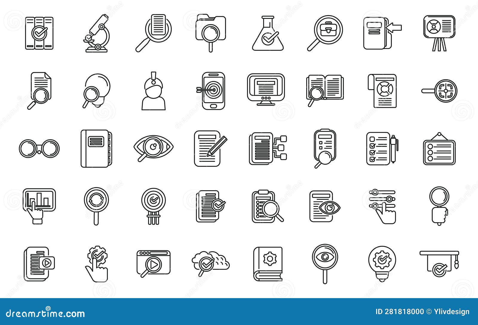 Case Study Icons Set Outline Vector. Study Platform Stock Illustration ...