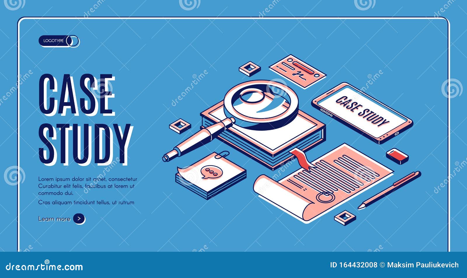 Case Study Isometric Banner, Information Research Stock Vector ...