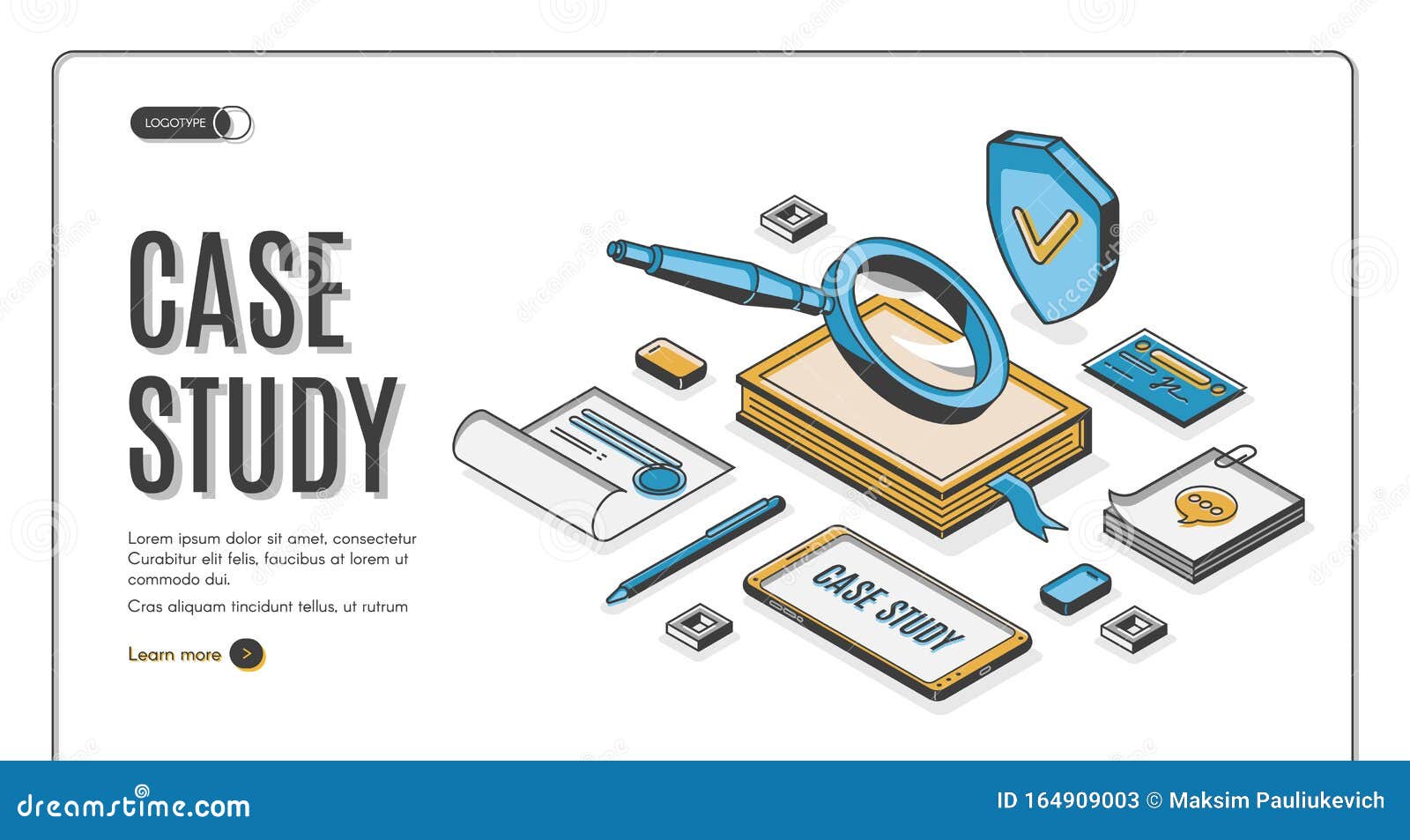 Case Study Isometric Banner, Information Research Stock Vector ...