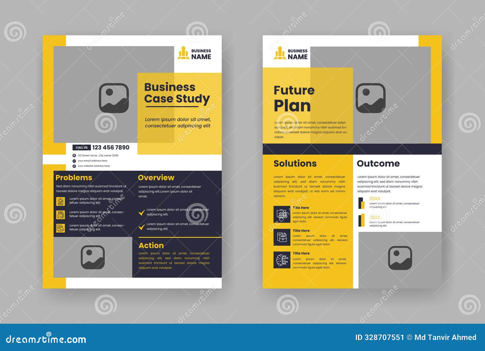 Case Study Layout Flyer. Minimalist Business Report with Simple Design ...