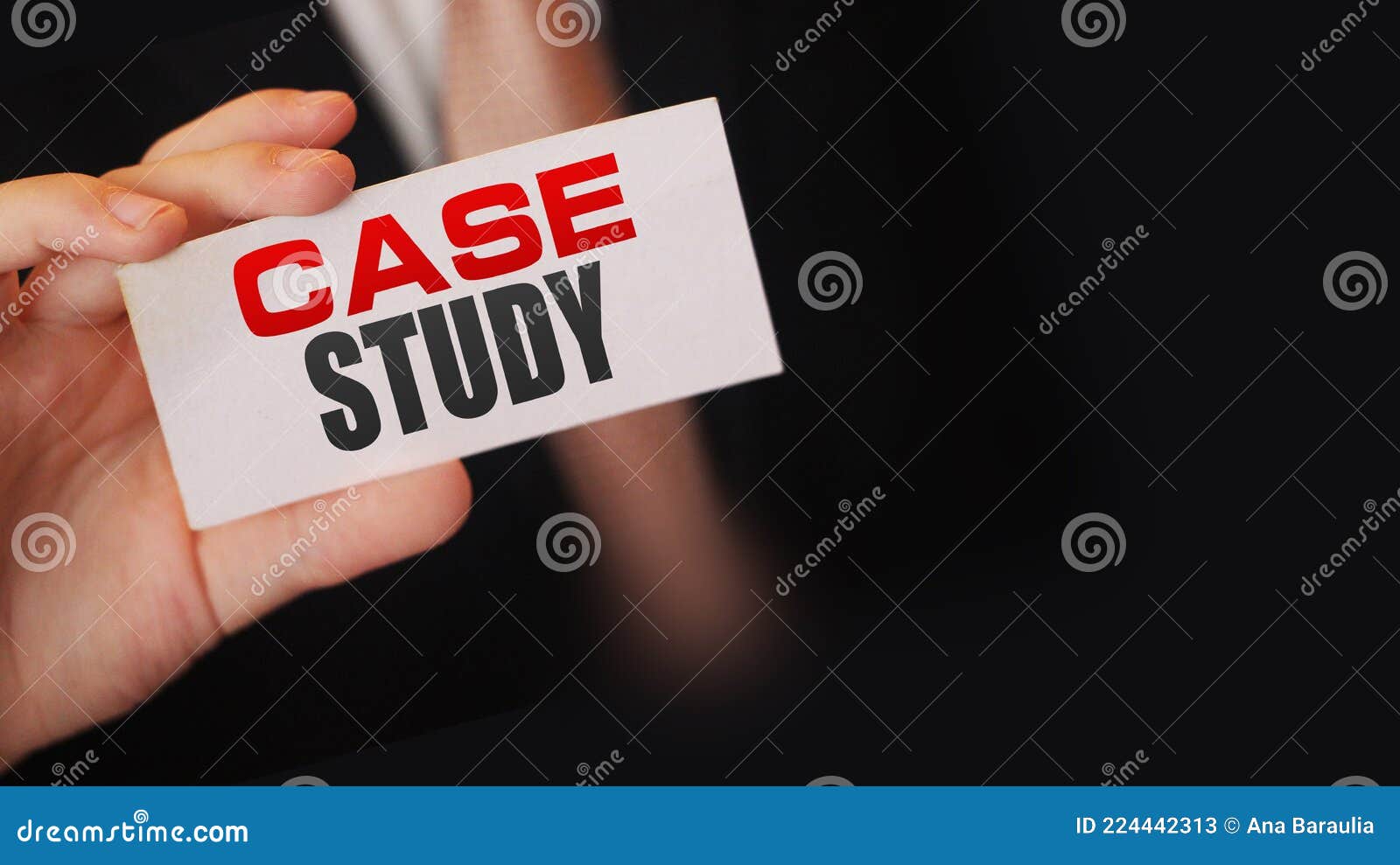 Case Study, Message on White Card in Hand of Businessman Stock Image ...