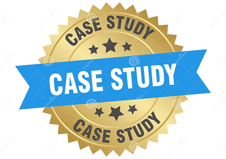 Case Study. Case Study Round Blue and Gold Label Isolated on Transparent Background Stock Vector ...