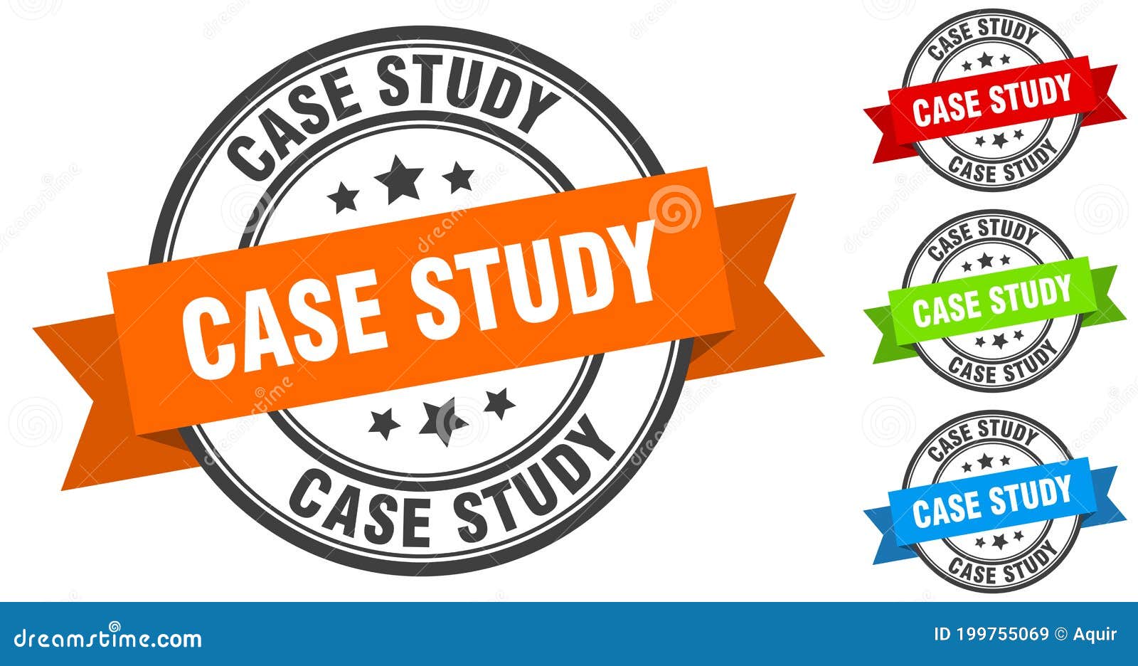 Case Study Stamp. Round Band Sign Set. Label Stock Vector ...