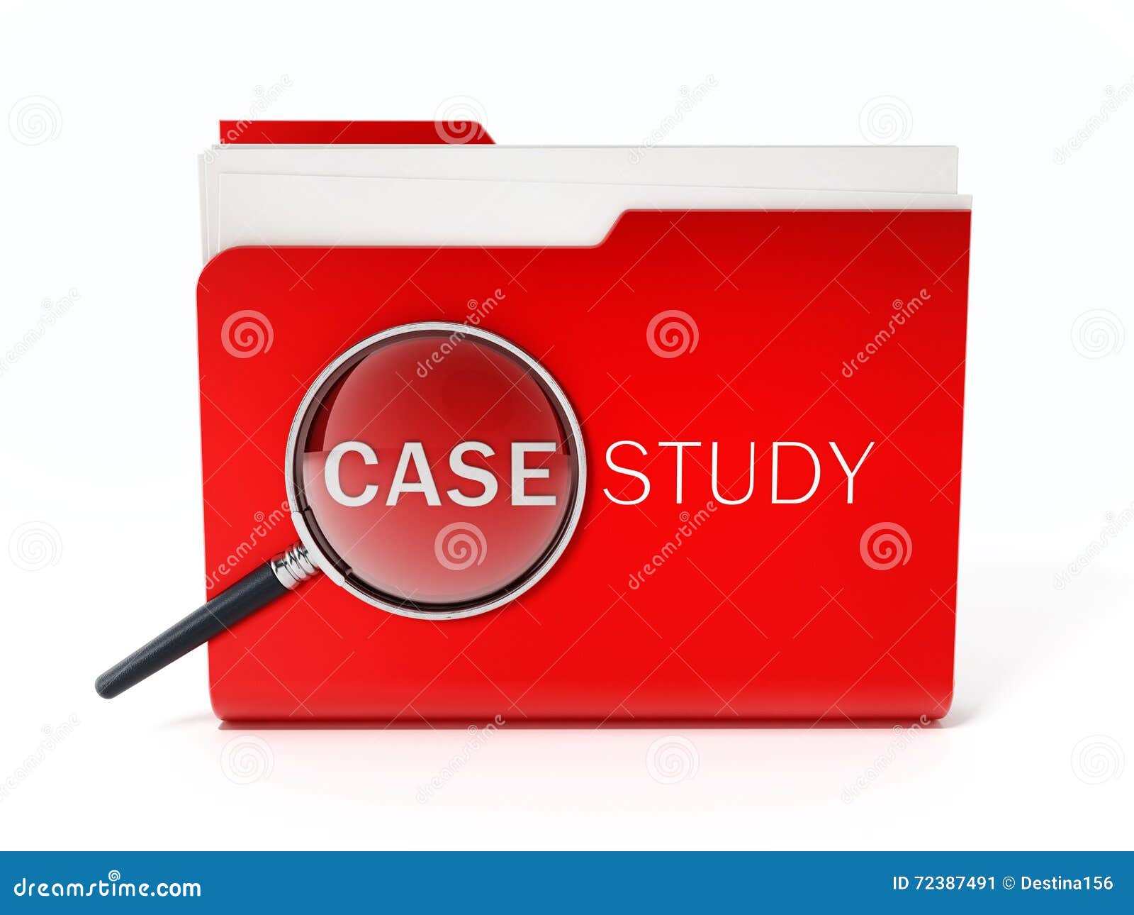 Case Study Text Under Magnifying Glass. 3D Illustration. Stock ...