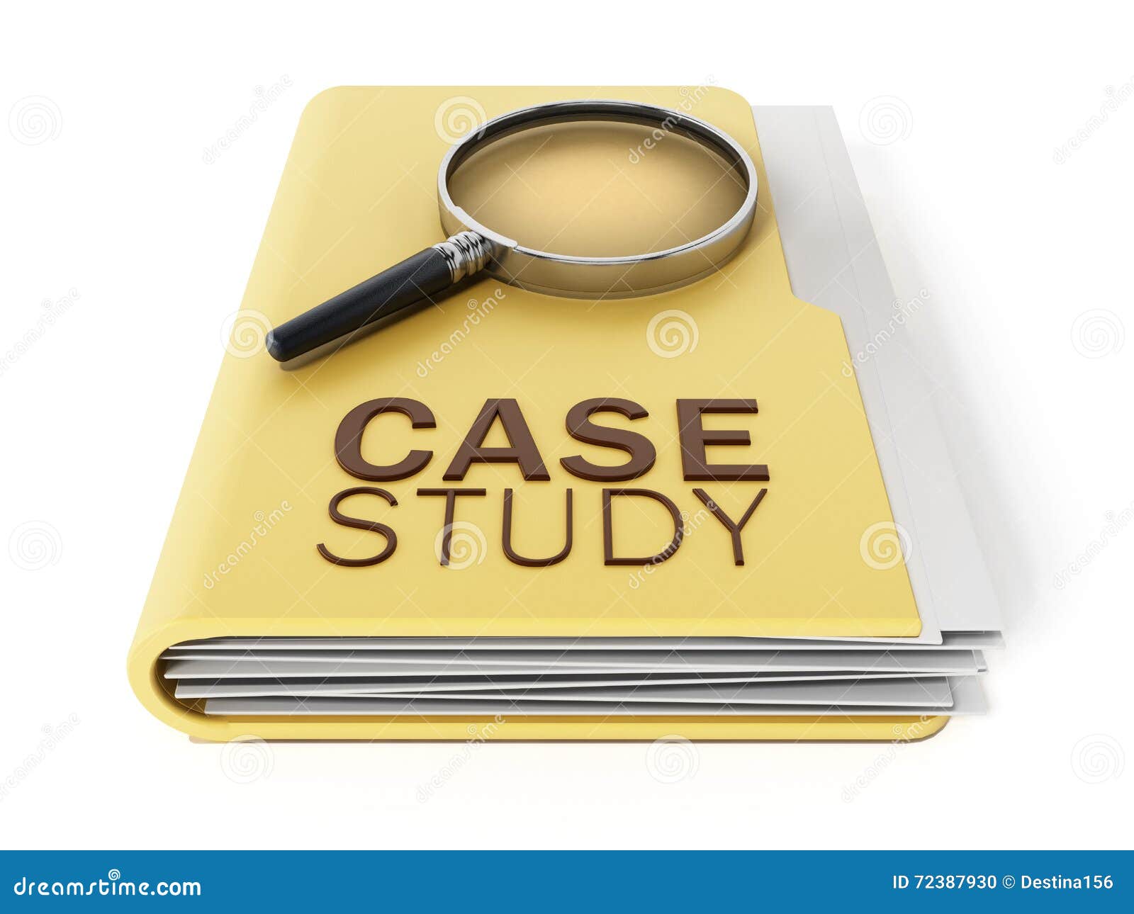 Case Study Text Under Magnifying Glass. 3D Illustration. Stock ...